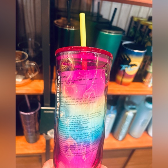 Starbucks | Accessories | Starbucks Rainbow Glass Cup Mottled Rippled ...